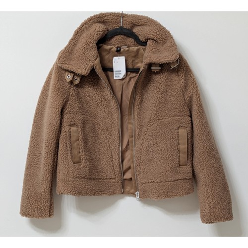 H&M Faux Shearling Teddy Biker Jacket Size S | eBay