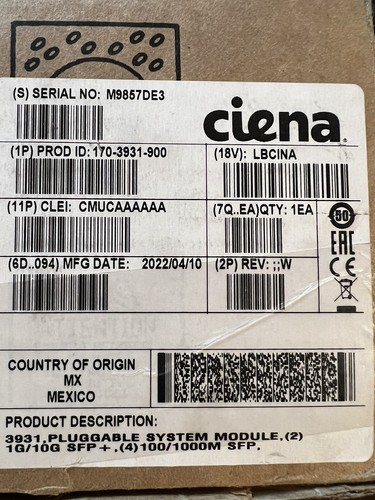 Ciena 3931 Pluggable Service Delivery Switch Module 2 x SFP + 4 x 100 ...