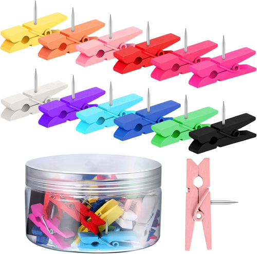 Wooden Push Pins Clips for Cork Boards Decorative Push Pins Pushpins ...