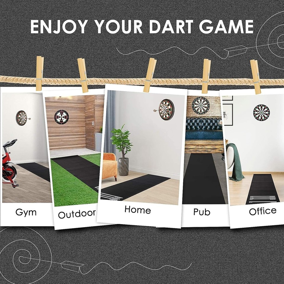 Darts Mat with 4 Throwing Distances Oche Dart Board Mat Non Slip Rubber ...