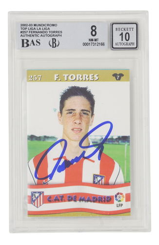 Fernando Torres Signed 2002-03 Mundicromo Top Liga Rookie Card - BGS 8 ...