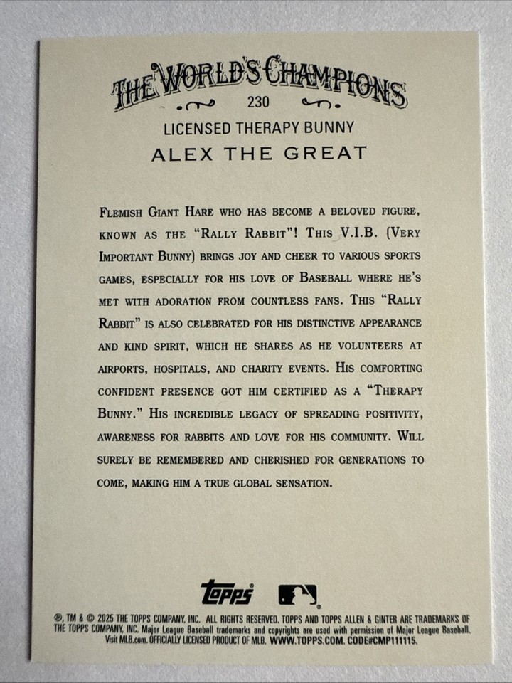 2025 Topps Allen & Ginter ALEX THE GREAT Bunny Rainbow Foil Refractor ...