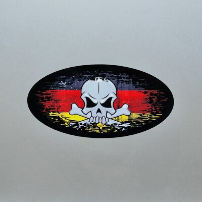 Germany German Flag Skull Fade to Black Oval Vinyl Sticker For Car ...