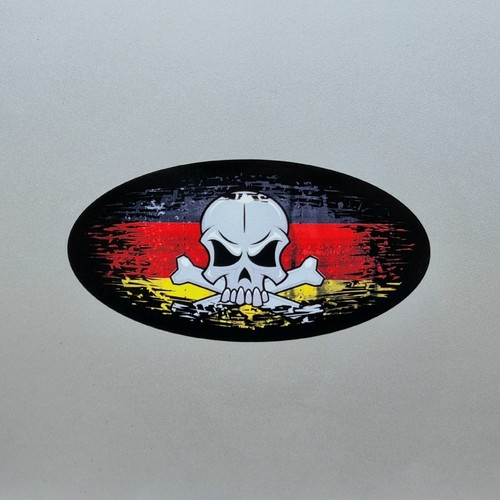 Germany German Flag Skull Fade to Black Oval Vinyl Sticker For Car ...