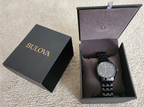 BULOVA 98B289 MENS CLASSIC DRESS BLACK / BLACK DIAL DATE 41 MM WATCH ...