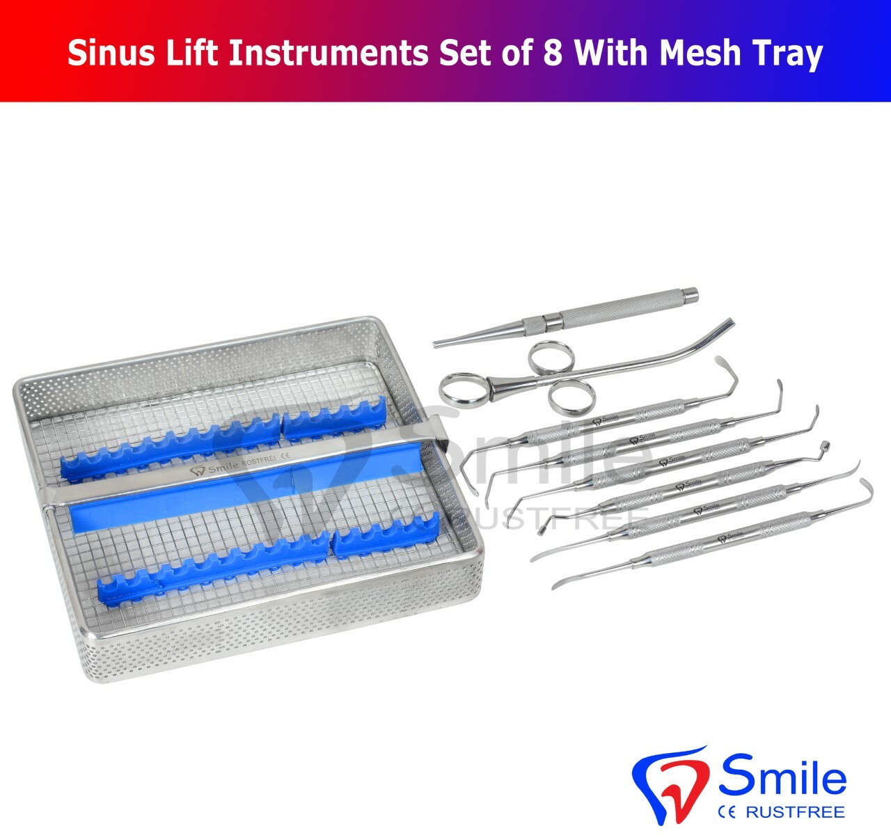 Sinus Lift Instruments Set With Wash Tray - Bone Stoppers And Bone ...