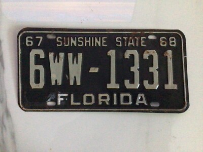 Florida License Plate 1967 1968 6WW-1331 | eBay