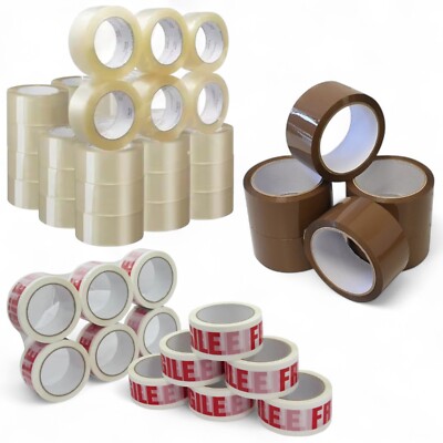 LONG LENGTH PACKING TAPE STRONG - BROWN / CLEAR / FRAGILE 48mm x 66M ...