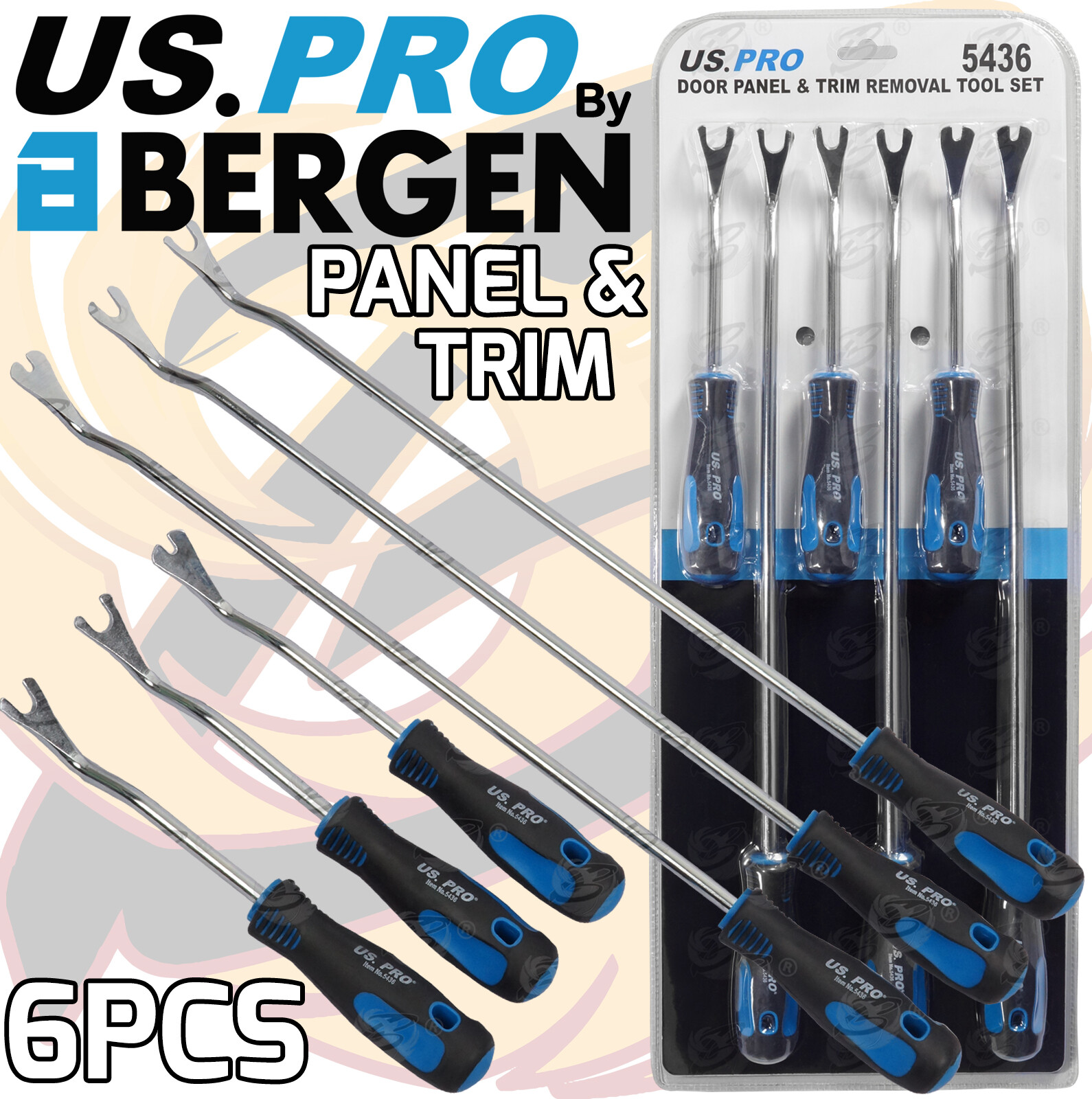 US PRO Door Panel & Trim Removal Tool 6 Piece Interior Trim Clip Tool ...