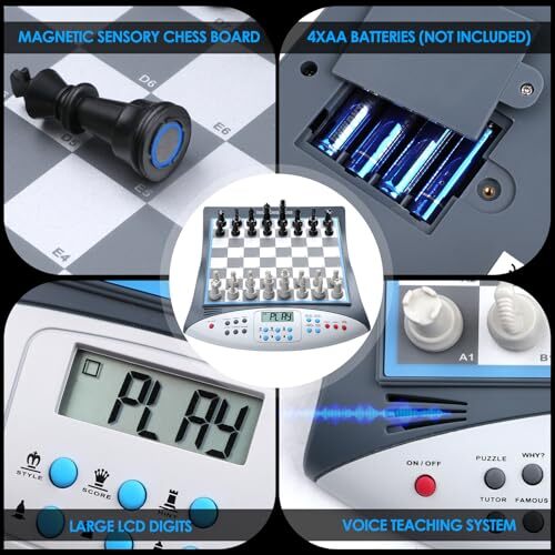 Electronic Chess Set with Voice Teaching System, Magnetic Computer ...