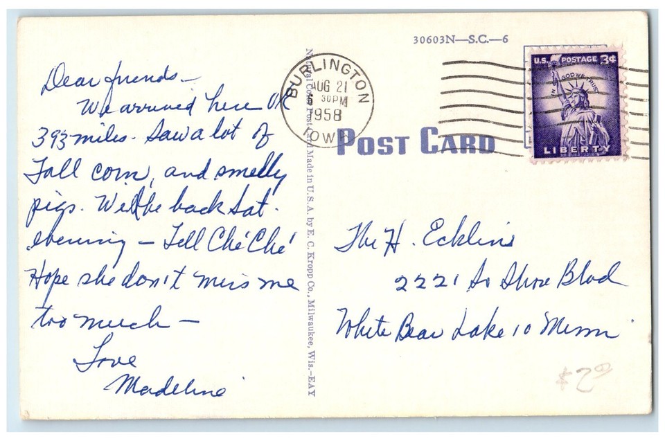 1958 Greetings From Iowa Puns Jokes Burlington Iowa IA Correspondence ...