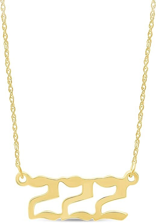 Gold 222 Angel Number Necklace, Jewelry Charms Minimalist Stainless ...