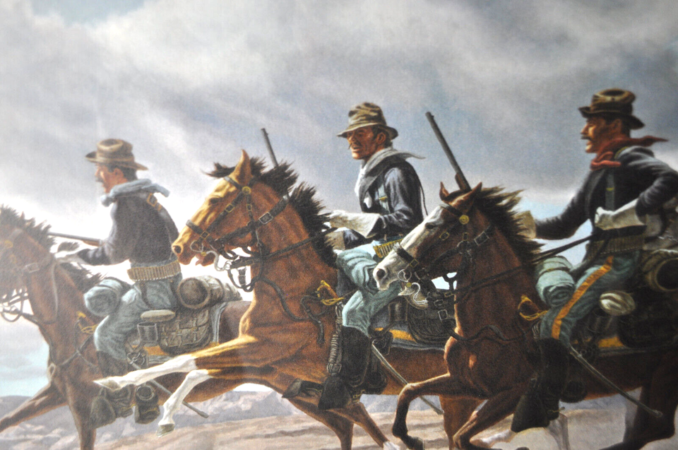 Joe Grandee 1974 Signed Lithograph Pursuit and Attack Framed Double Mat ...