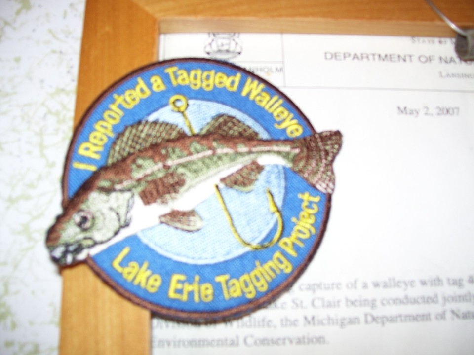 I REPORTED A TAGGED Walleye - Lake Erie tagging project 2007 PATCH ...