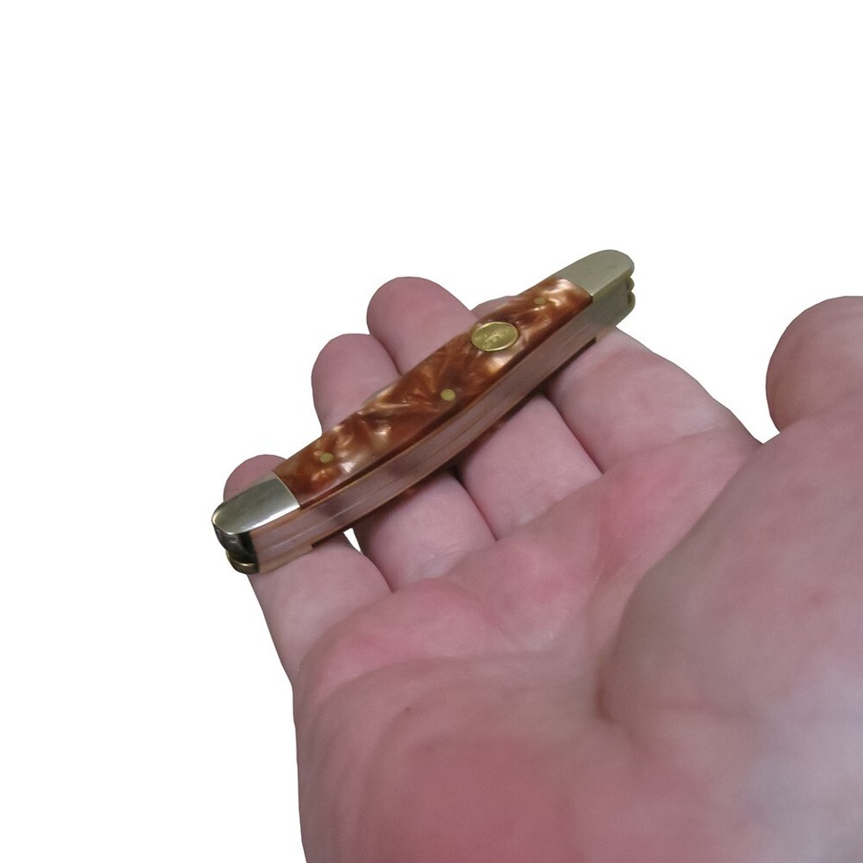 Rite Edge 3 BLADE STOCKMAN Pocket Knife w/ Brown Marble Style Acrylic ...