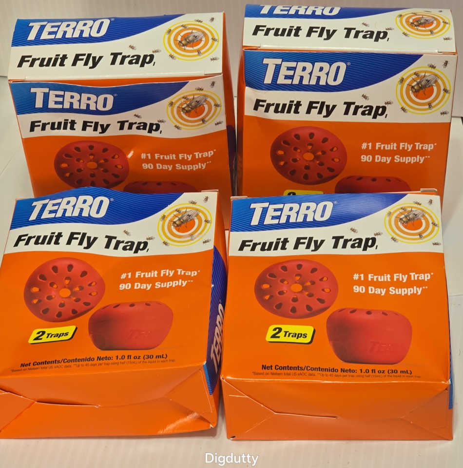 4 Pk / 8 Traps - TERRO Indoor Fruit Fly Trap w/ Built in Window + 90 ...