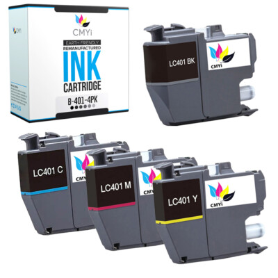 4pk LC401 LC-401 Ink Cartridges for Brother MFC-J1010DW MFC-J1012DW MFC ...