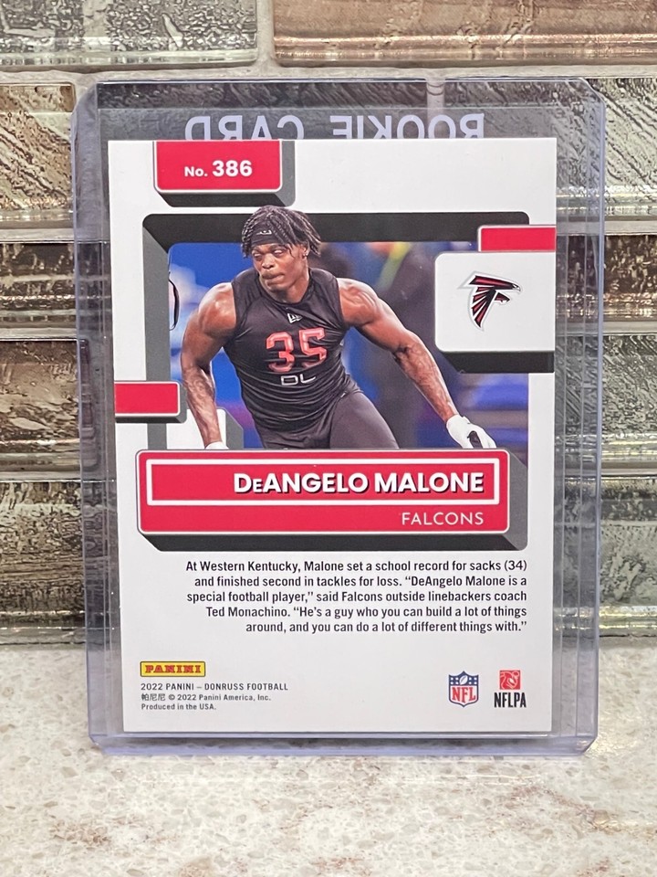 DEANGELO MALONE ~ 2022 Panini Donruss #386 Rated ROOKIE Press Proof Red ...