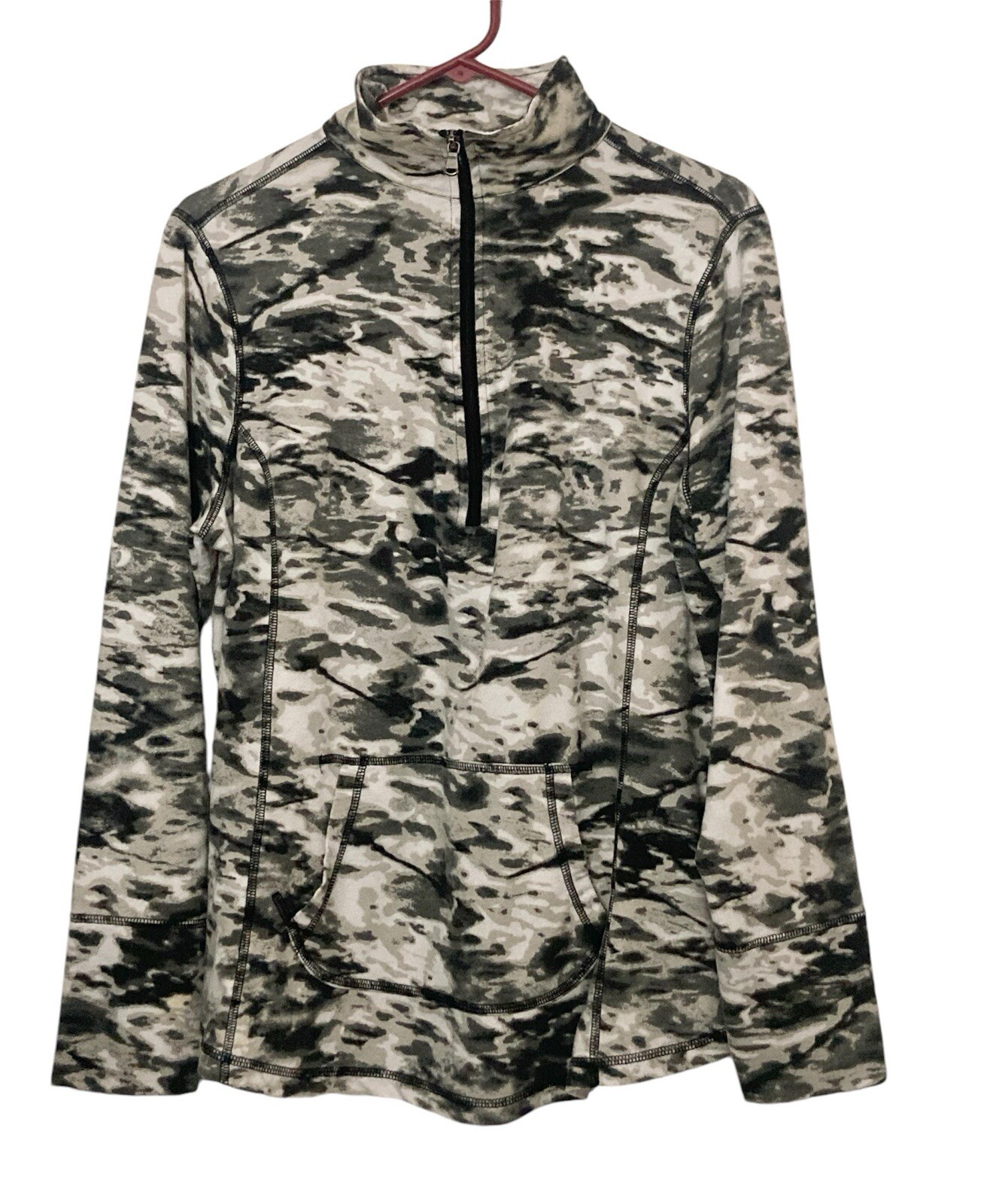 Exertek Women’s Size 1X Black Gray White Camouflage 1/4 Zip Activewear ...
