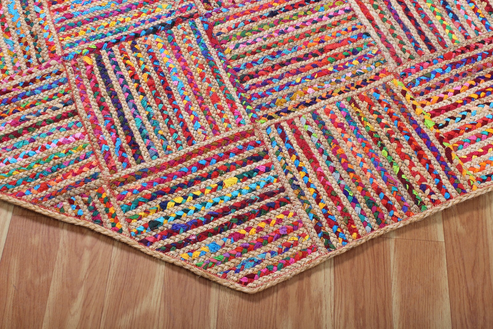 Red Octagon Kilims Hand Braided Cotton Jute Area Rug Living Room ...