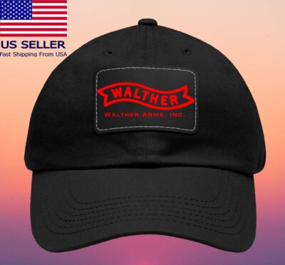 Walther Arms Firearms Black Dad Hat with Leather Patch - Adjustable ...