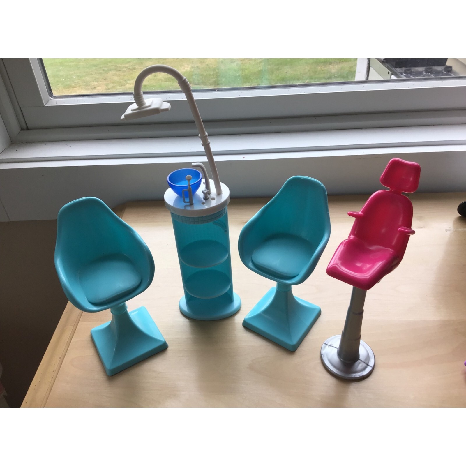 Barbie Chairs Furniture Dream House 2 Blue Chairs Tall Stool, Sink ...
