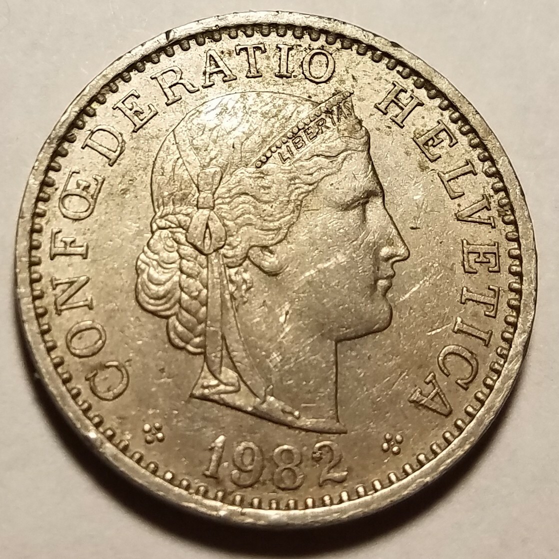 1982 Switzerland Conf Deratio Helvetica 20 Rappen coin | eBay