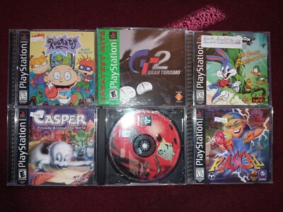 Playstation PS1 6 Game Lot Gran Turismo 2 The Rugrats Reptar Rascal ...