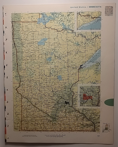 Vintage MINNESOTA Atlas Map from a 1967 Mid-Century Modern World Book ...