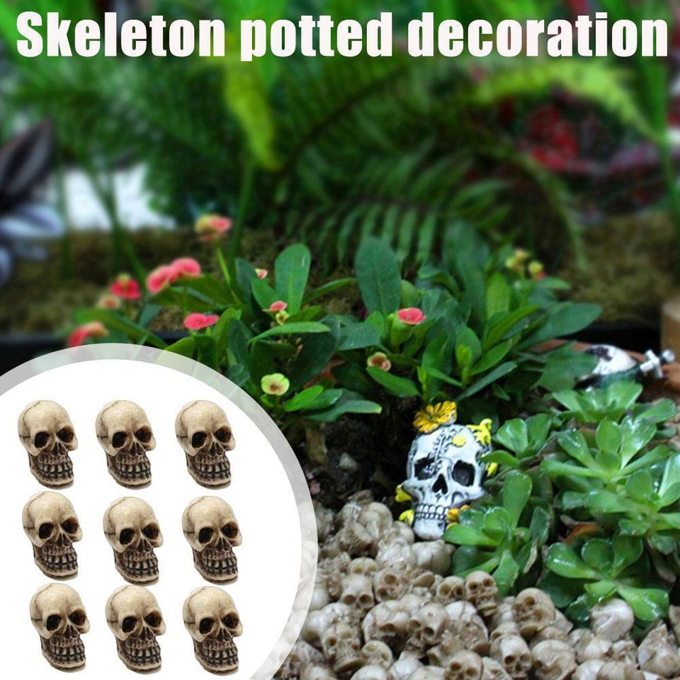 20x Mini Skull Head Mini Craft Garden Gnome Miniature Figurine Cake ...