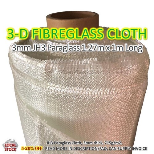 3D FIBREGLASS CLOTH 3mm Paraglass Woven reinforcement 1.27m x1m Boat ...