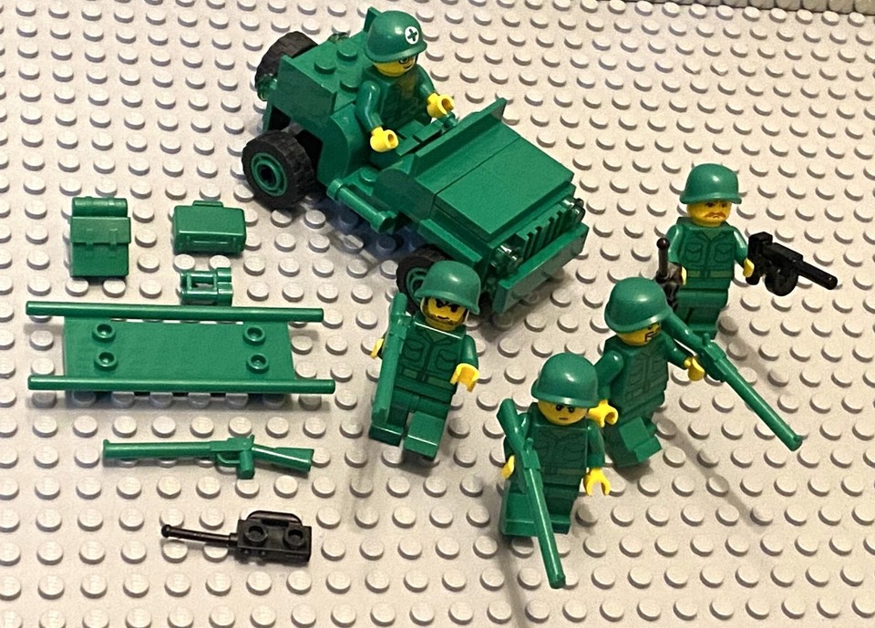LEGO Minifigures 5 Army Men Military Soldiers Rifles Lego Jeep Minifigs ...