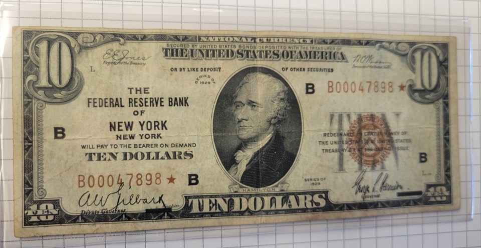 1929 US National Currency 10 Dollar Star Note. New York New York. | eBay