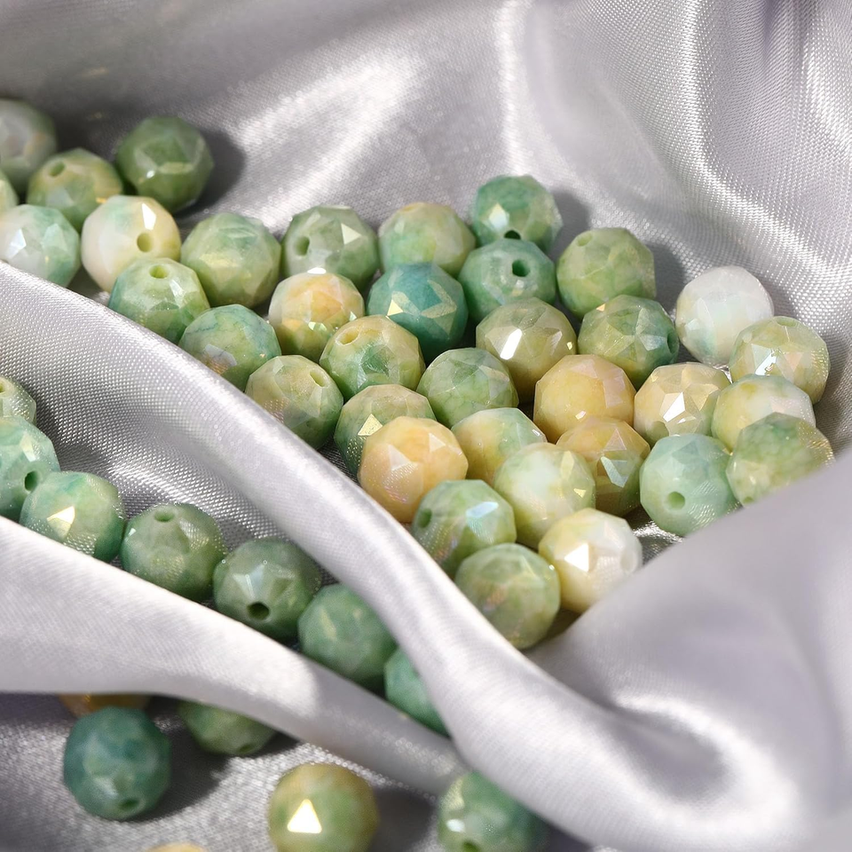 50Pcs 8Mm Faceted Glass Beads - Rondelle Beads, Faceted Beads for ...
