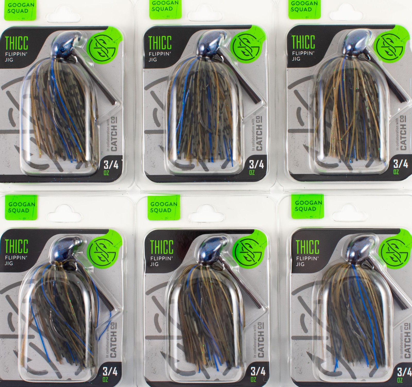 (LOT OF 6) GOOGAN SQUAD THICC FLIPPIN' JIG 6/0 3/4OZ OKEECHOBEE CRAW ...