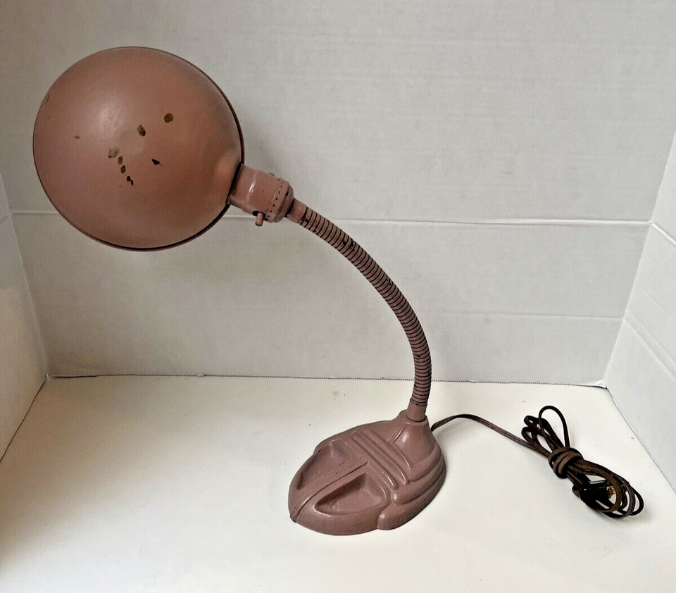 Vintage Rodale Art Deco Industrial Machine Age Gooseneck Lamp Cast Iron ...