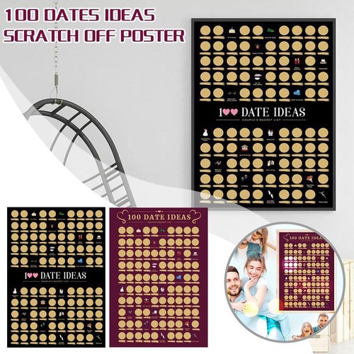 100 Bucket List Scratch Off Poster Dates Valentines Gift Birthday ...