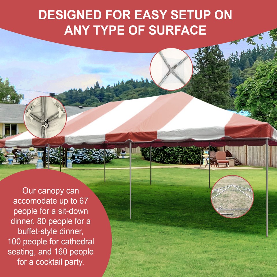 Commercial Frame Tent 20x40 Red PVC Vinyl Canopy Waterproof Event Party ...