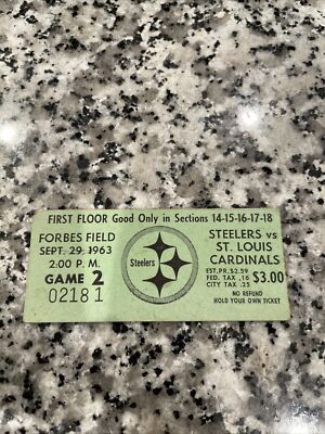 September 29 1963 Pittsburgh Steelers Vs St Louis Cardinals Ticket Stub ...