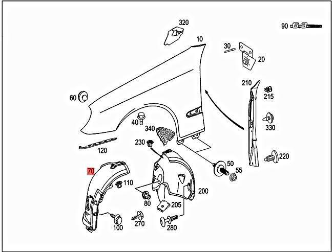 Genuine MERCEDES S211 W211 Sedan Wagon Left front wheel arch Cover ...
