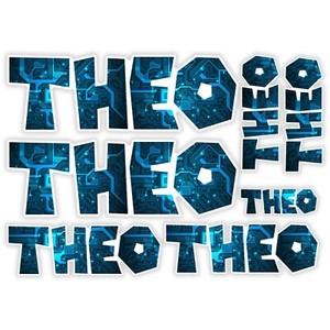 THEO Vinyl Name Stickers A5 Sheet Computer Chip Laptop Name Kids Gift ...