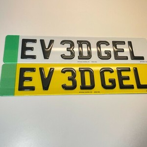 EV 3D Gel Number Plates Front and Rear Green Flash for Electric Vehicle ...