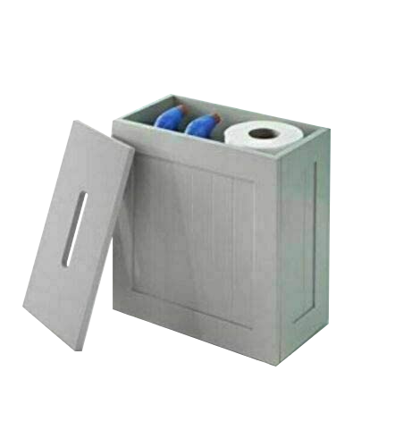 Bathroom Storage Unit Wooden Small Toilet Cleaning Product Tidy Box ...