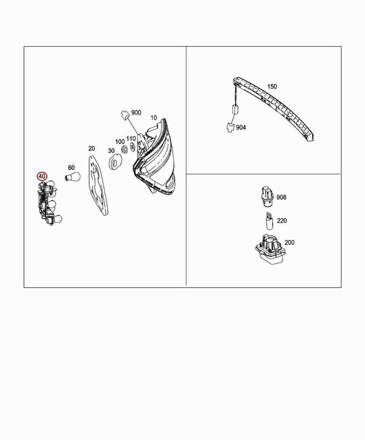 MERCEDES W204 Rear Left Tail Light Cluster Bulb Holder A2048201500 for ...