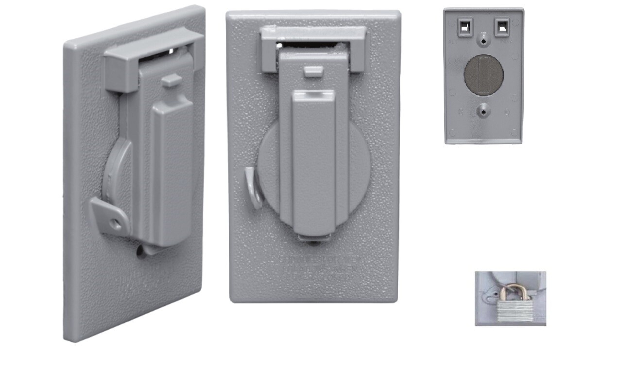 BWF FCL-71 Power Outlet Electrical Lock Box Cover 1 Gang SINGLE FLIP ...