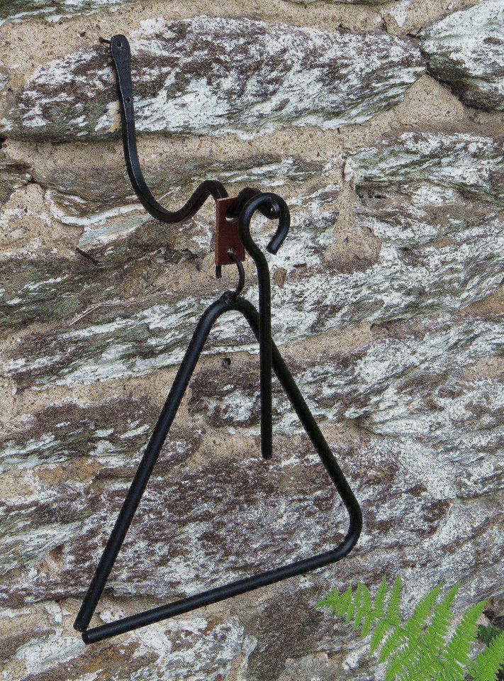 WROUGHT IRON DINNER BELL SET - Amish Blacksmith Hand Forged Triangle ...