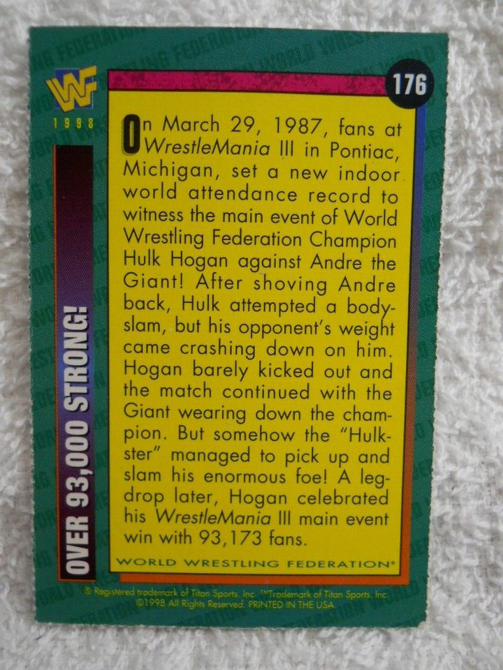 1998 WWF Magazine Titan Trading Sports Card #176 Over 93,000 Strong ...