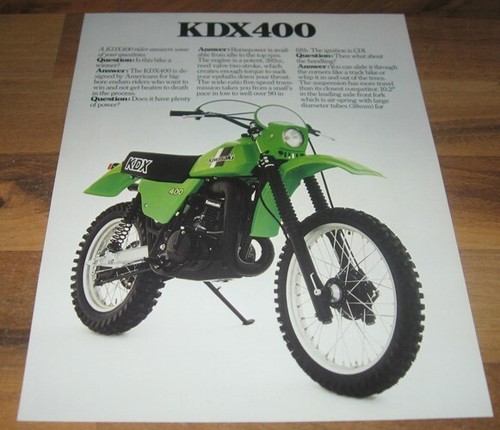 NOS 1980 KAWASAKI Motorcycle KDX400 Brochure KDX 400_#99969-0168_NEW ...