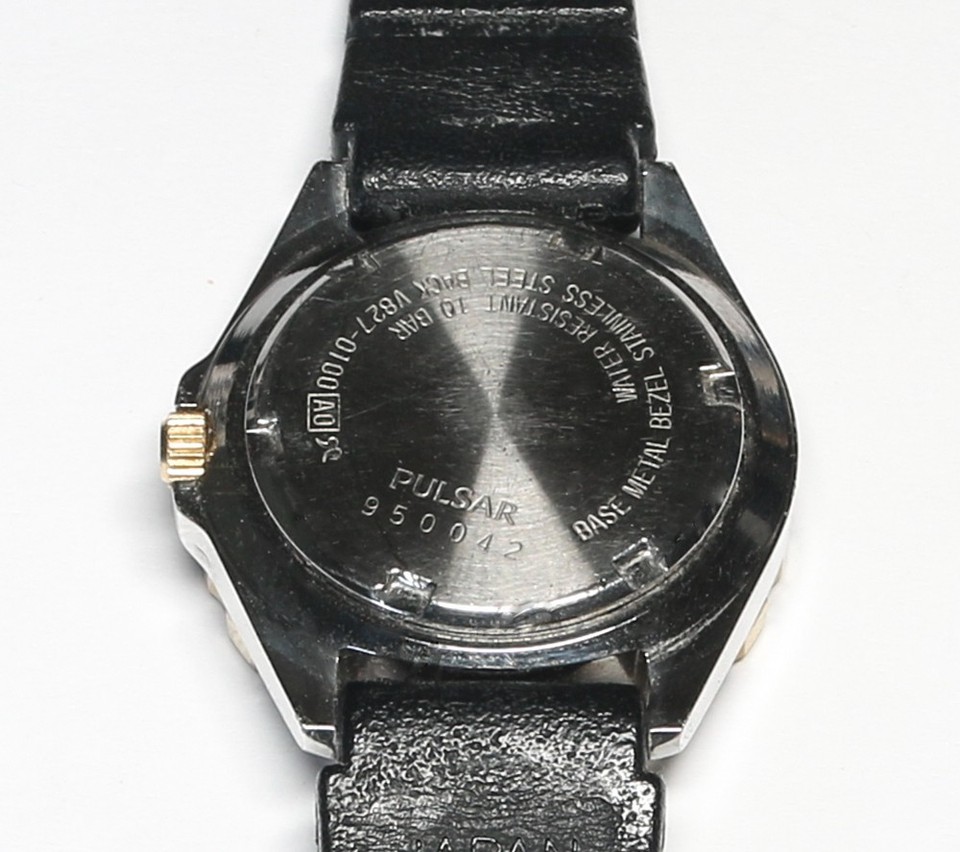 30mm PULSAR Diver Style Watch V827-0100, Black Dial, WR 100M, Date, New ...