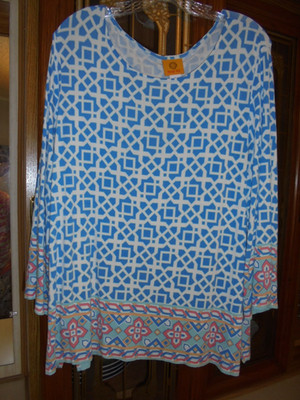 Ruby Rd blue and white tunic top size L | eBay